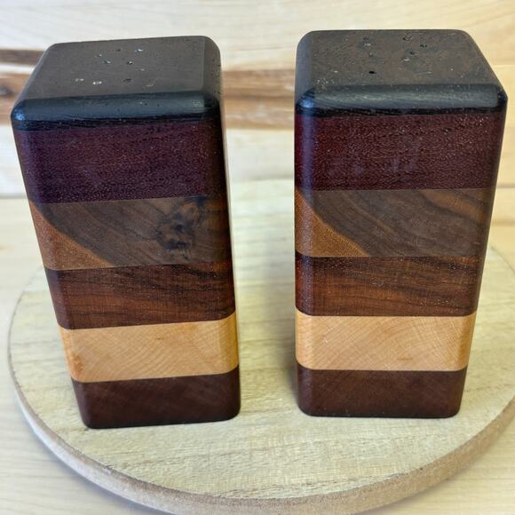 MCM | Kitchen | Vintage Mcm Wooden Block Striped Salt Pepper Shakers 4 ...